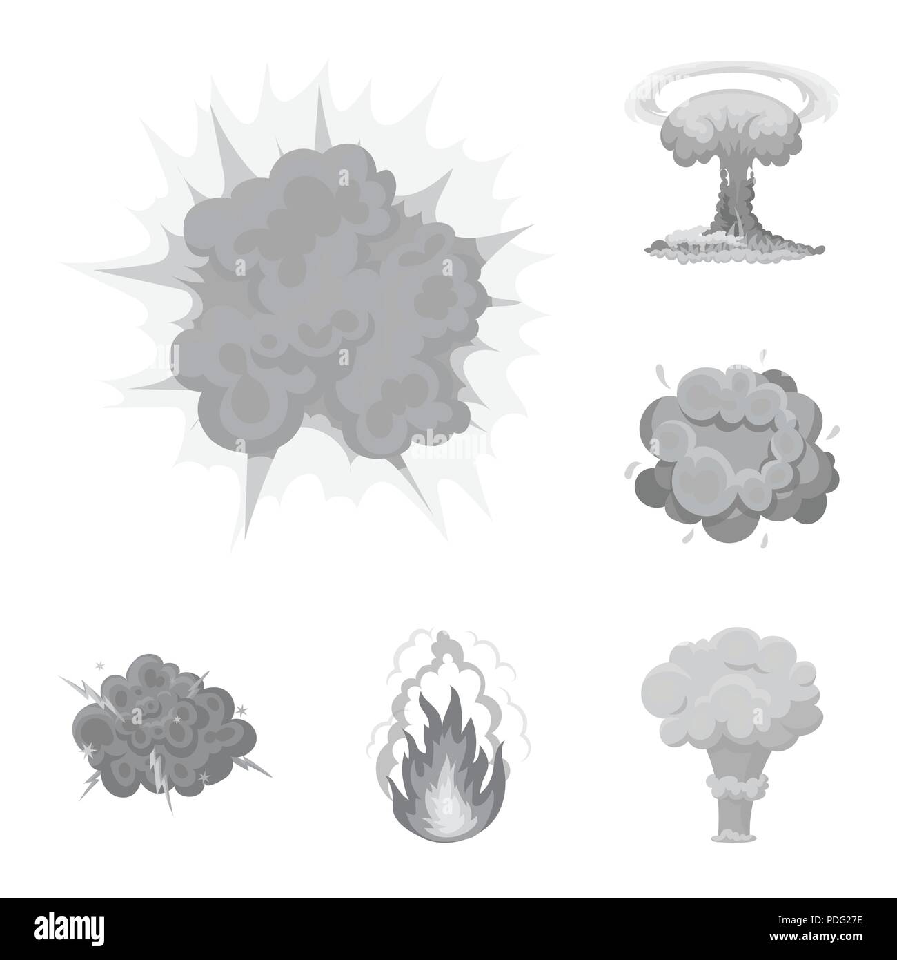 Different explosions monochrome icons in set collection for design ...