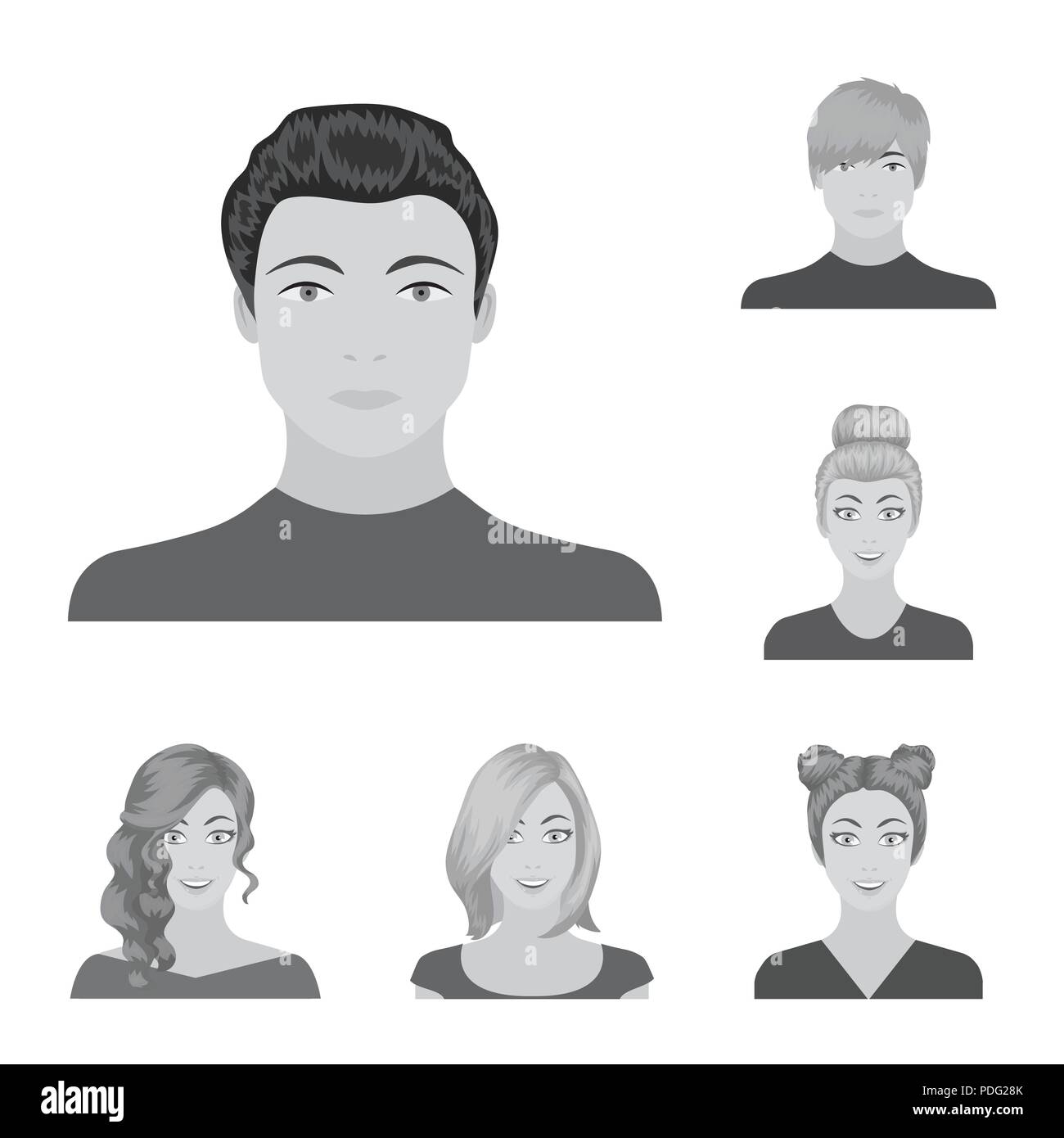 Avatar and face monochrome icons in set collection for design. A person ...