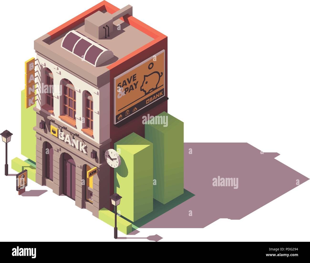 Vector isometric old bank building Stock Vector Image & Art - Alamy