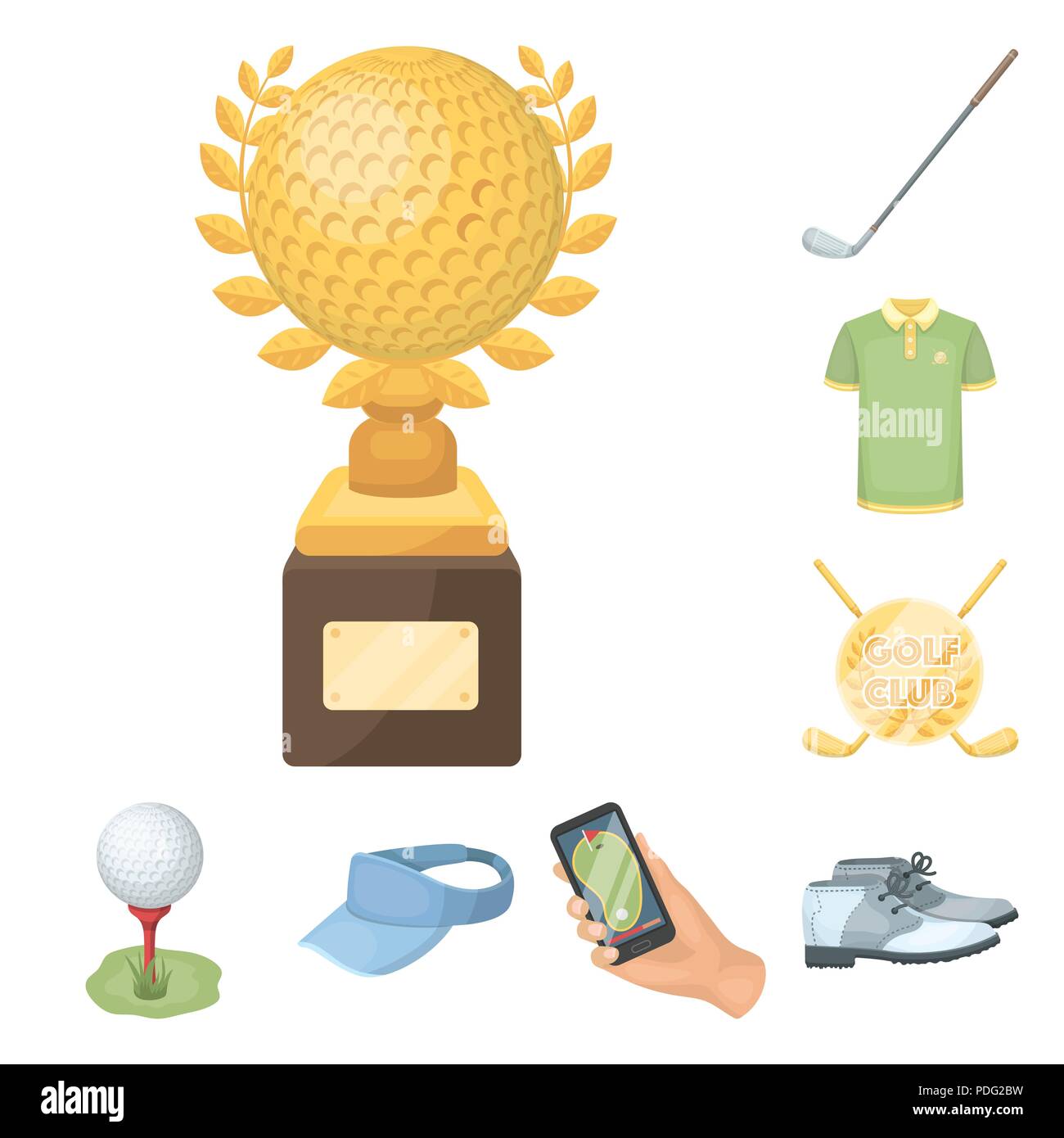 Golf and attributes cartoon icons in set collection for design.Golf ...
