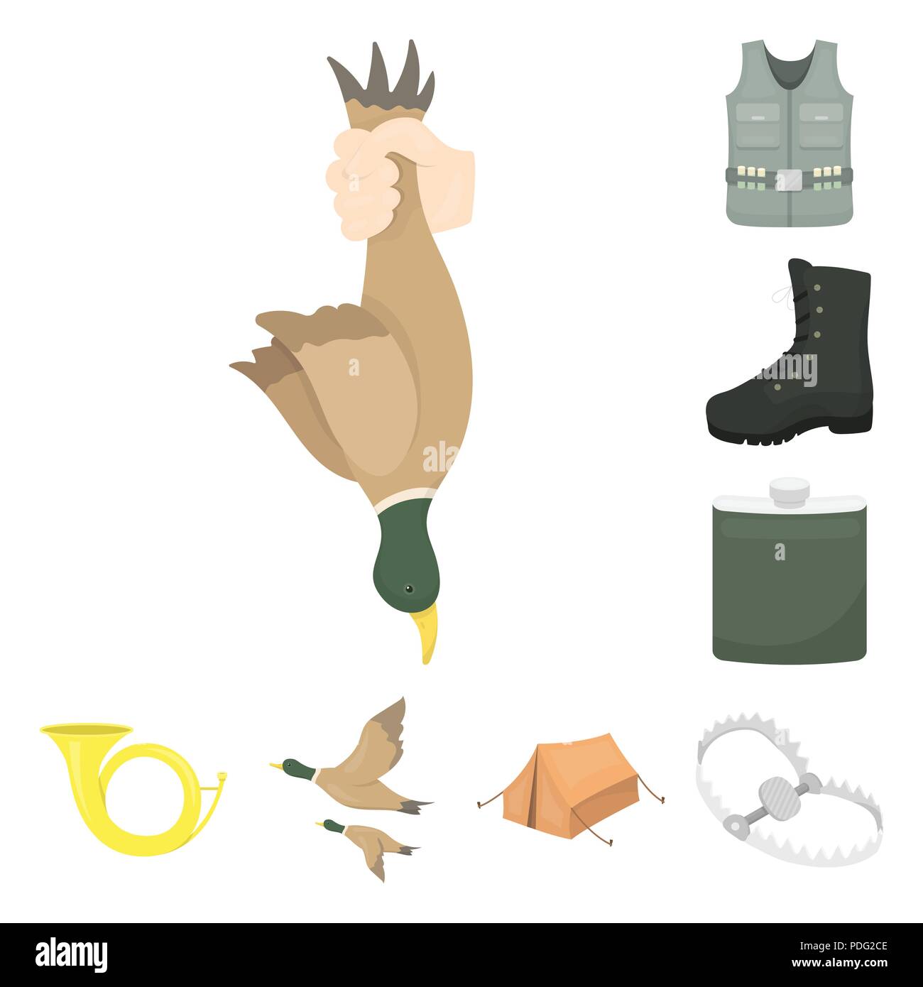 Hunting and trophy cartoon icons in set collection for design. Hunting ...