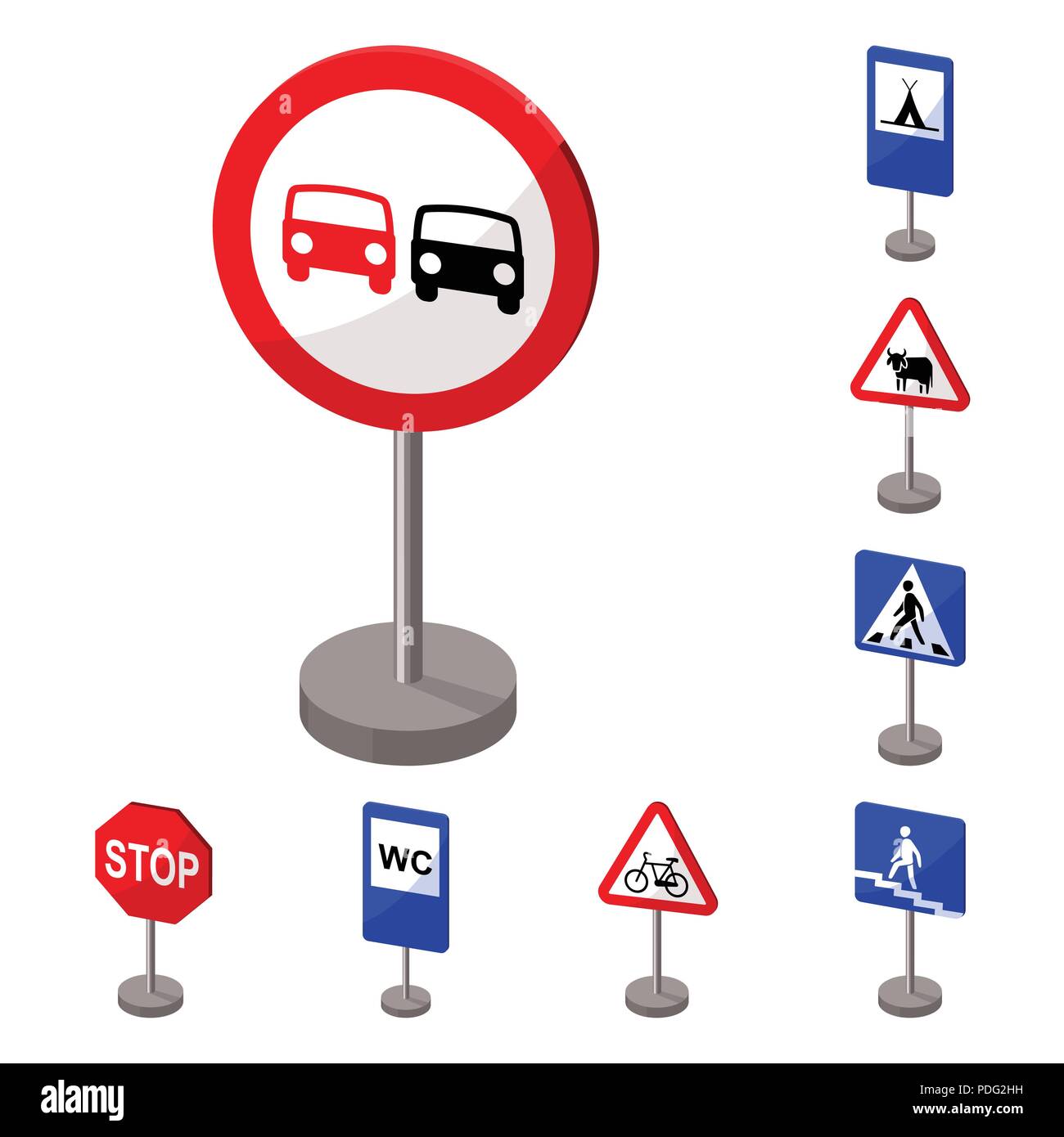 Different types of road signs cartoon icons in set collection for ...