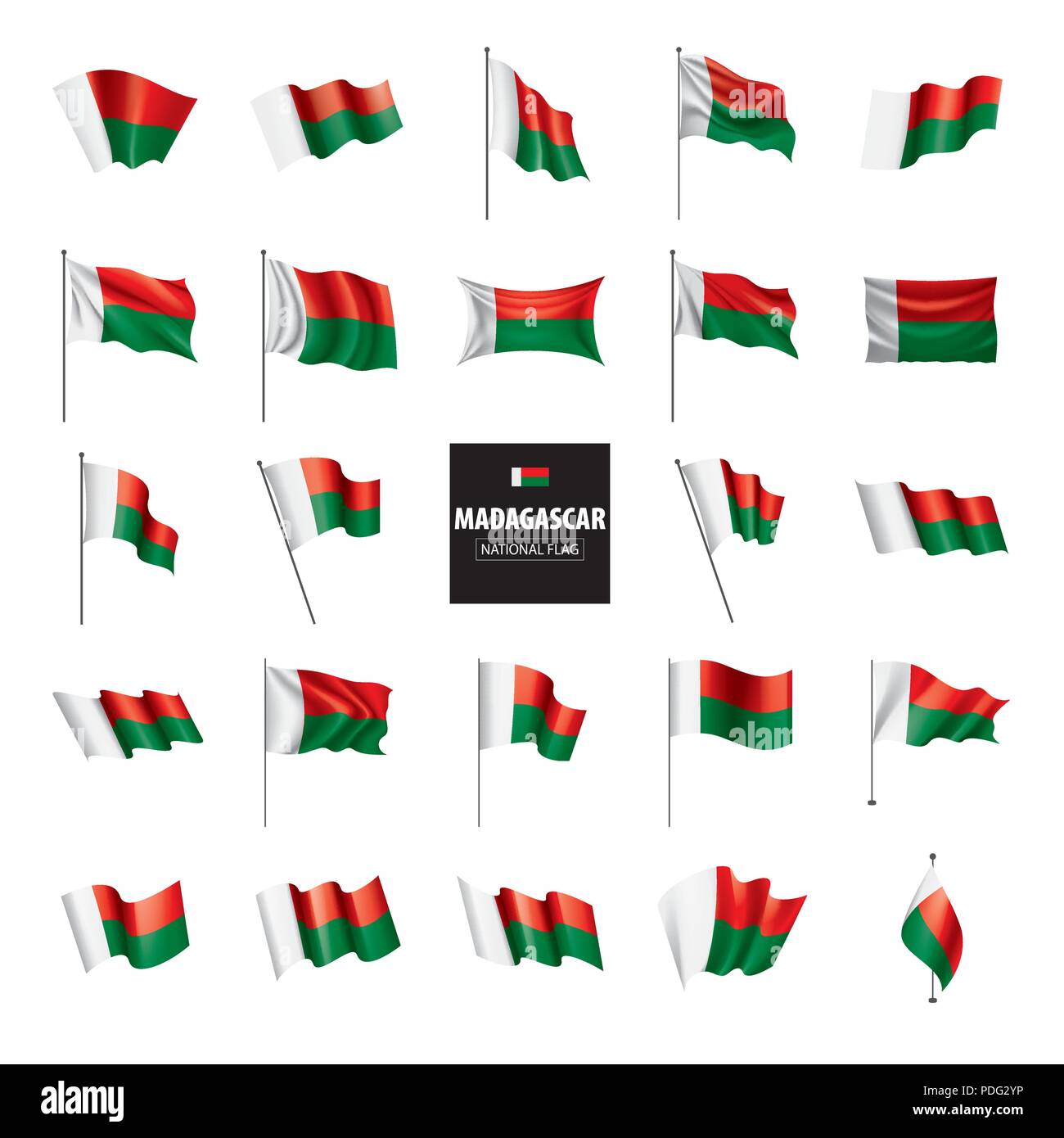 Madagascar flag, vector illustration on a white background Stock Vector ...