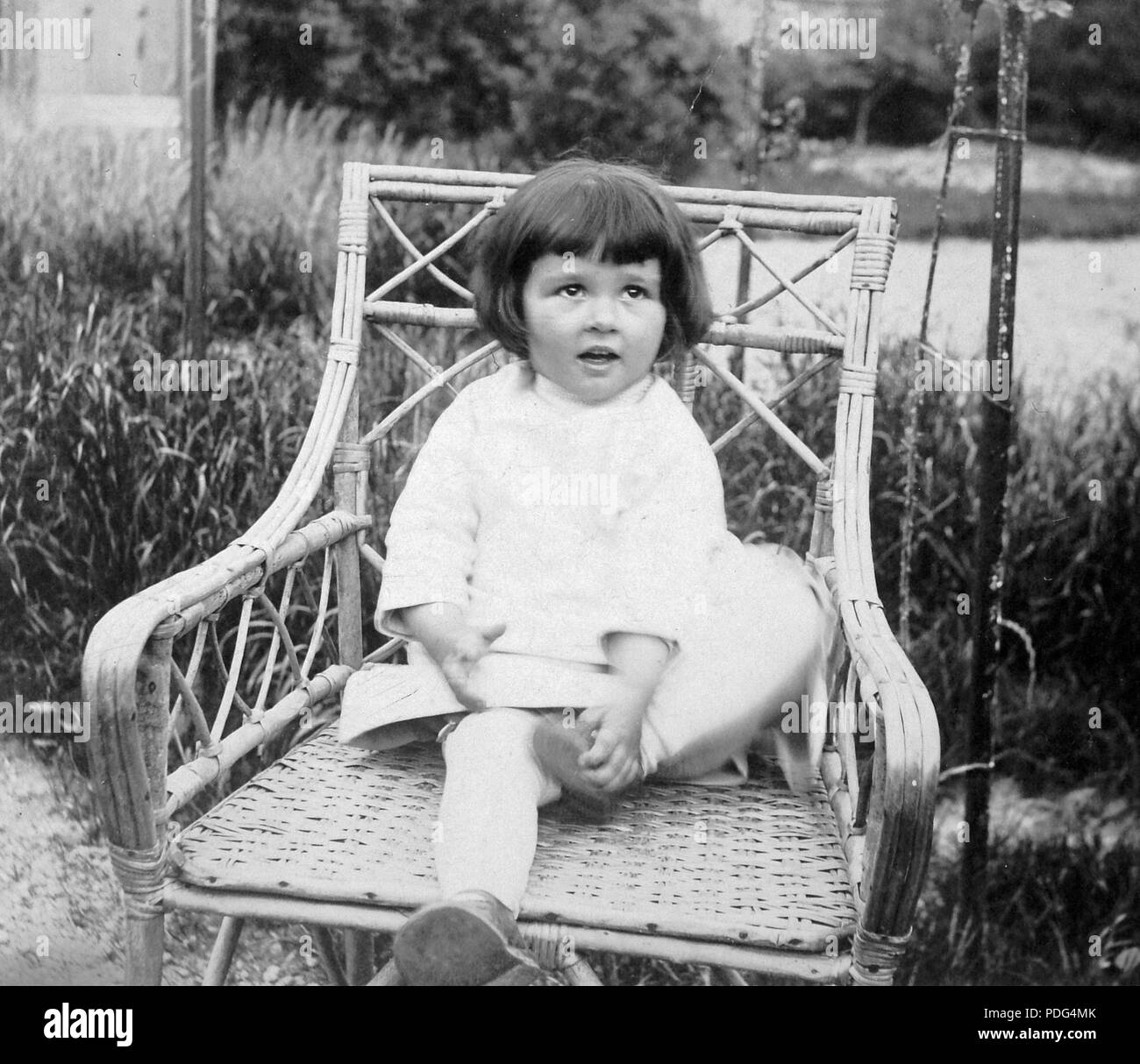 181 Kid, girl, portrait, wicker chair, garden Fortepan 8079 Stock Photo ...