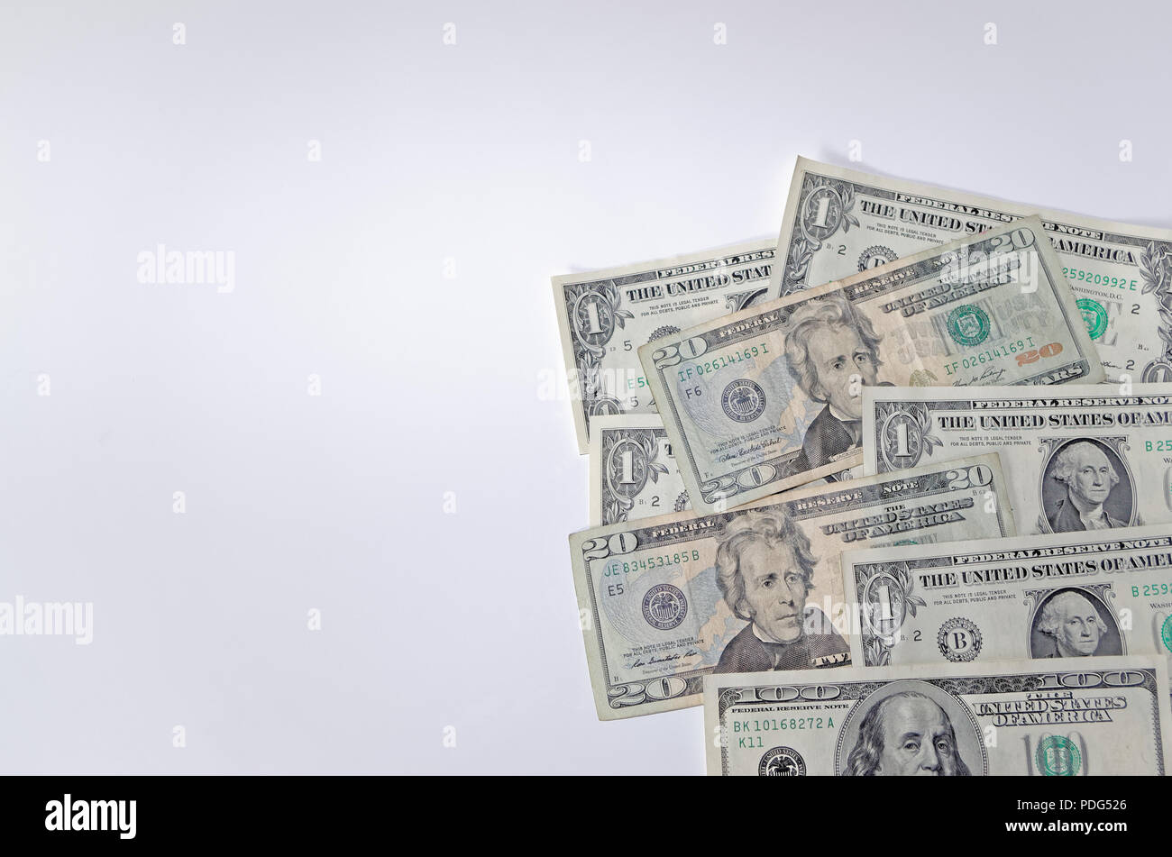 American dollars are laid out on white background Stock Photo - Alamy