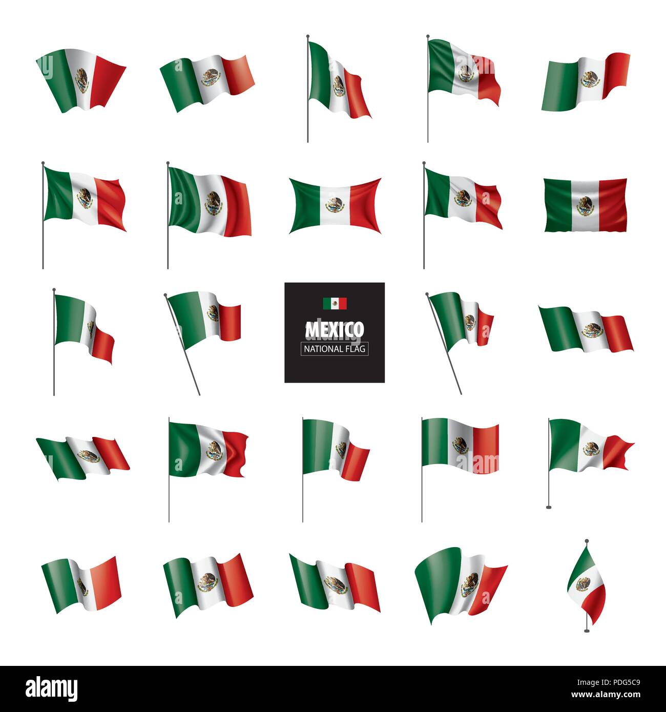 Mexican flag, vector illustration on a white background Stock Vector ...
