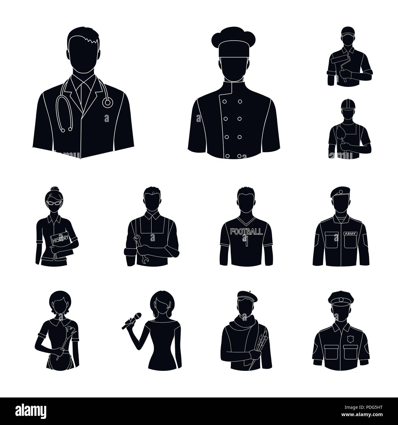People of different professions black icons in set collection for ...