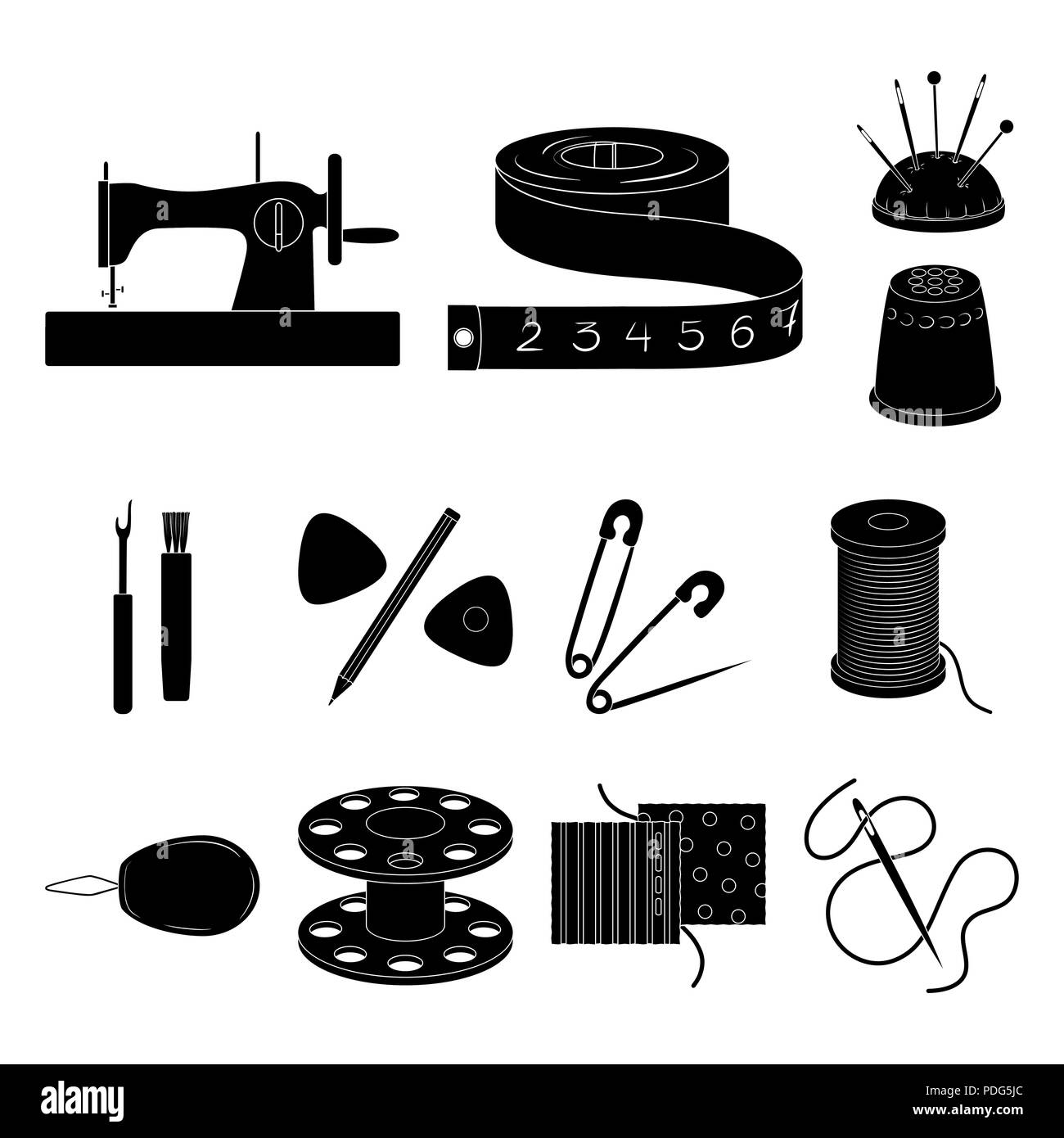 Sewing, atelier black icons in set collection for design. Tool kit ...