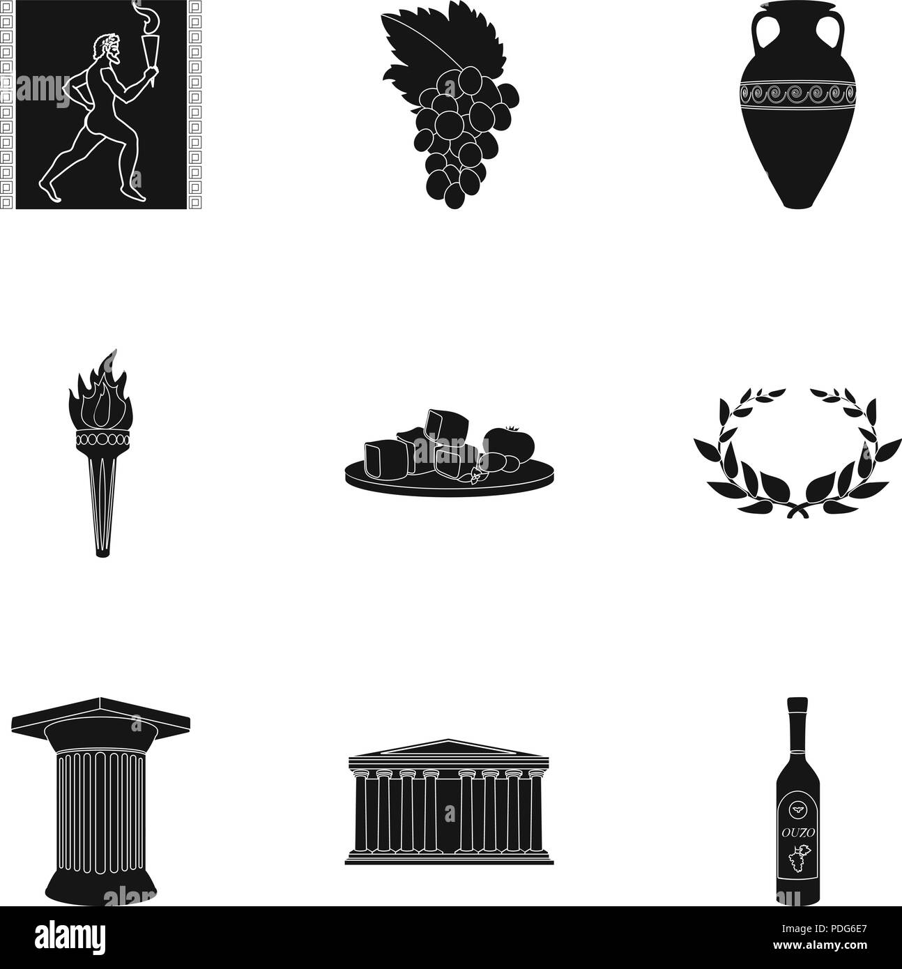 Greece set icons in black design. Big collection of Greece vector ...