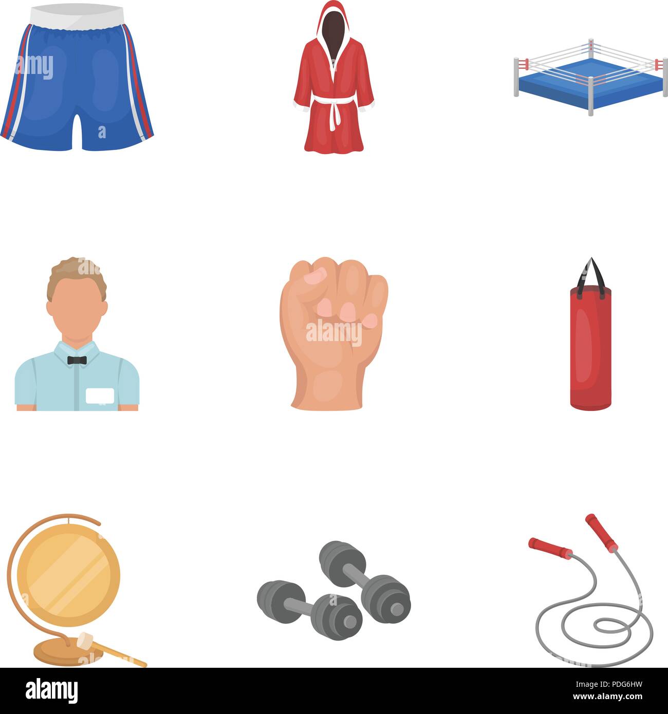 Boxing set icons in cartoon design. Big collection of boxing vector ...