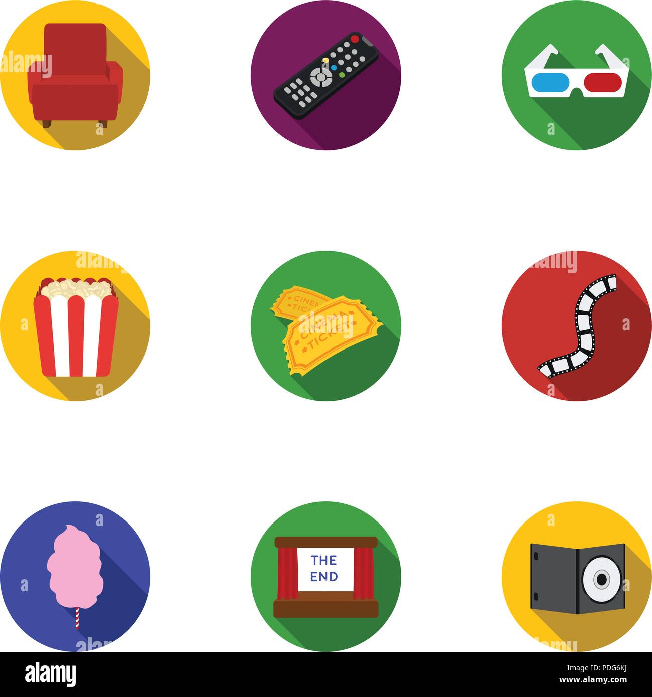 Films and cinema set icons in flat style. Big collection of films and ...