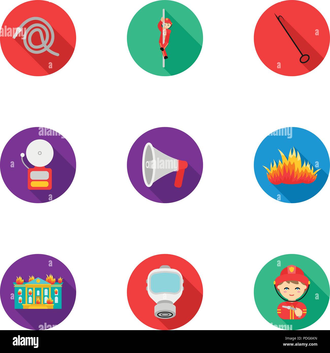 Fire department set icons in flat style. Big collection of fire ...