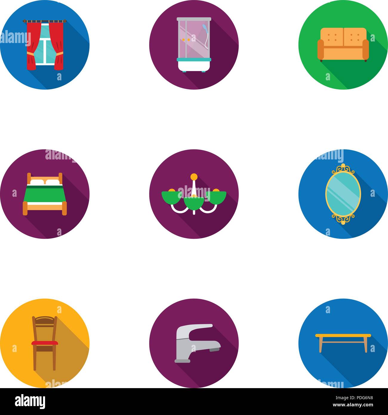 Furniture set icons in flat style. Big collection of furniture vector ...