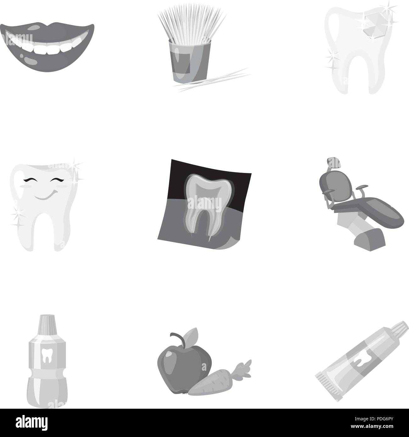 Dental care set icons in monochrome design. Big collection of dental ...