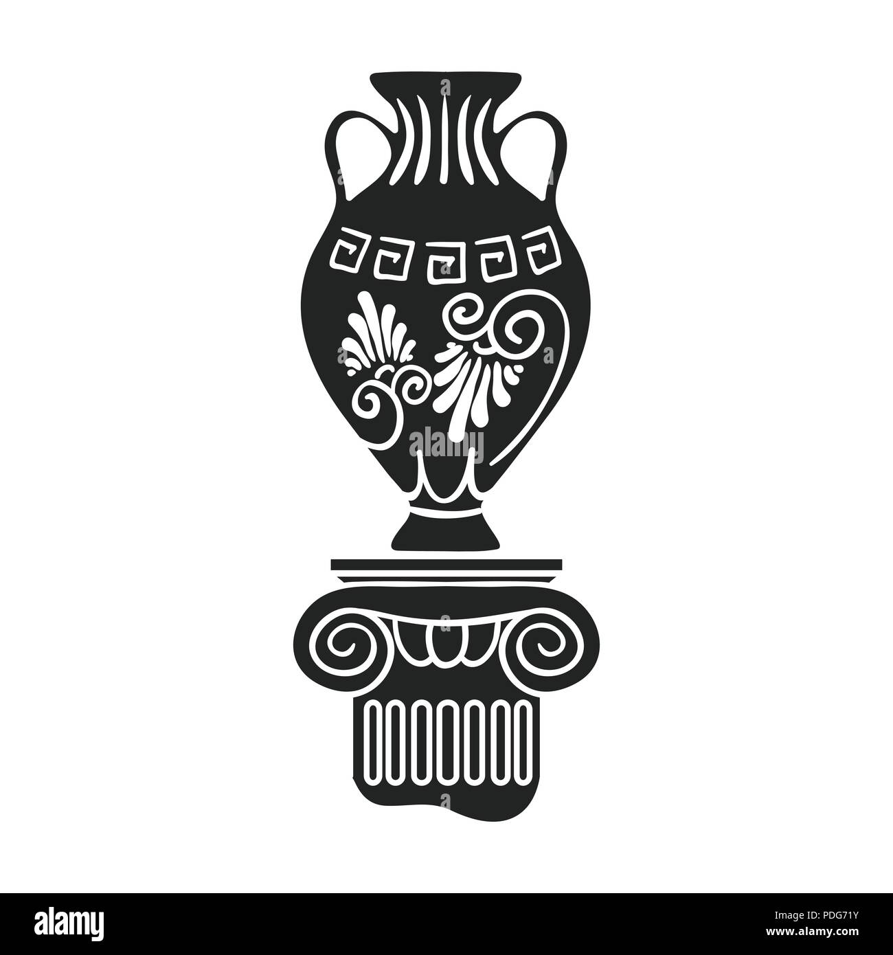 Amphora icon in black style isolated on white background. Museum symbol ...