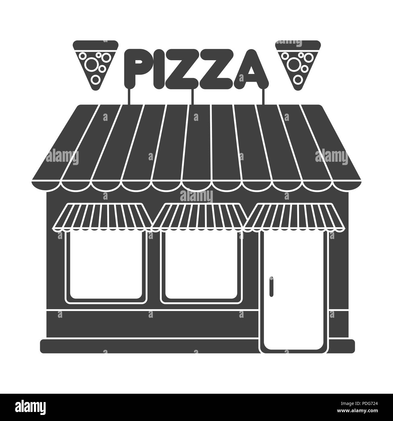 Pizzeria icon in black style isolated on white background. Pizza and ...