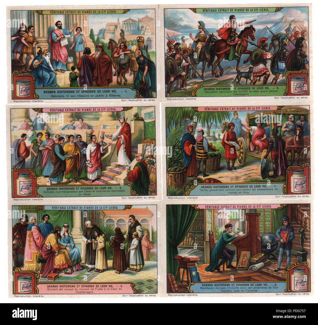 208 Liebig card set Grands historiens et episodes de leur vie Stock ...