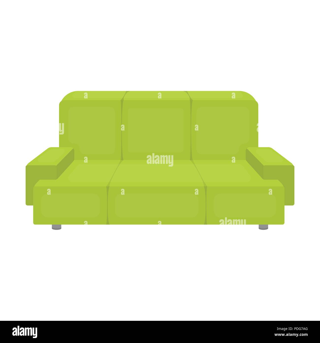 Green couch icon in cartoon style isolated on white background. Office ...