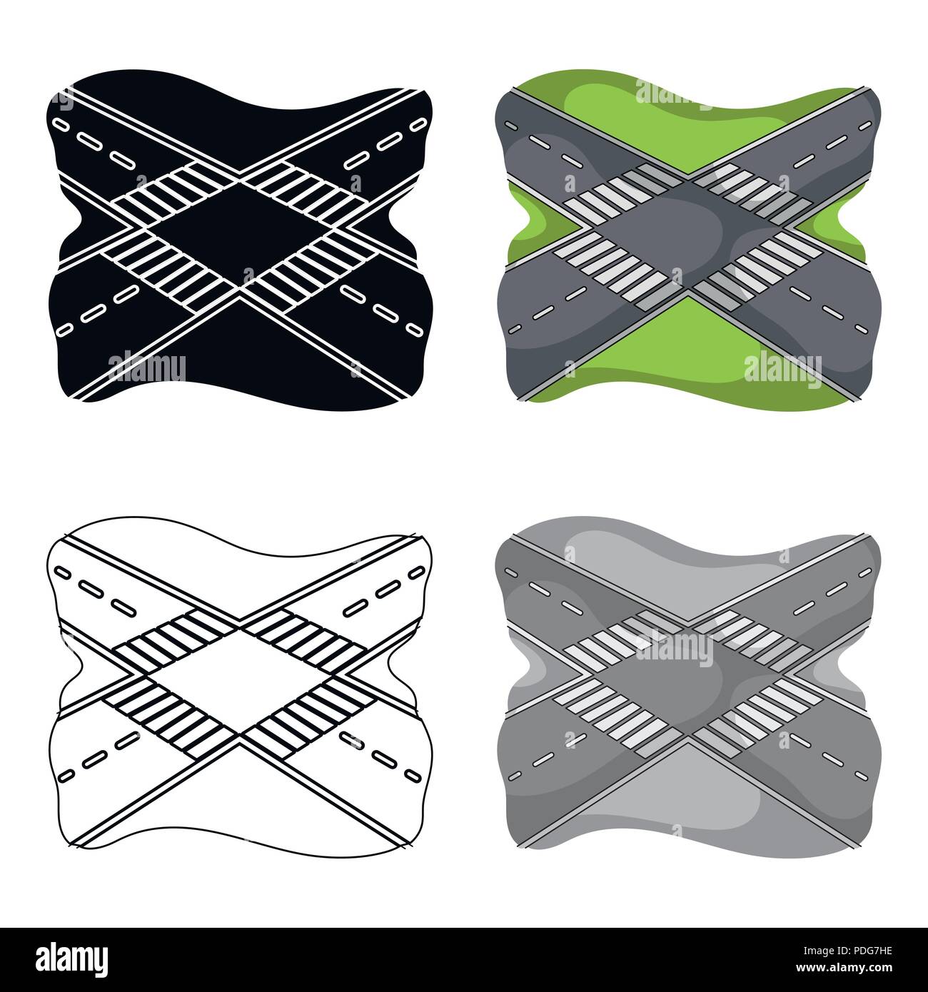 Intersection single icon in cartoon style.Intersection vector symbol ...