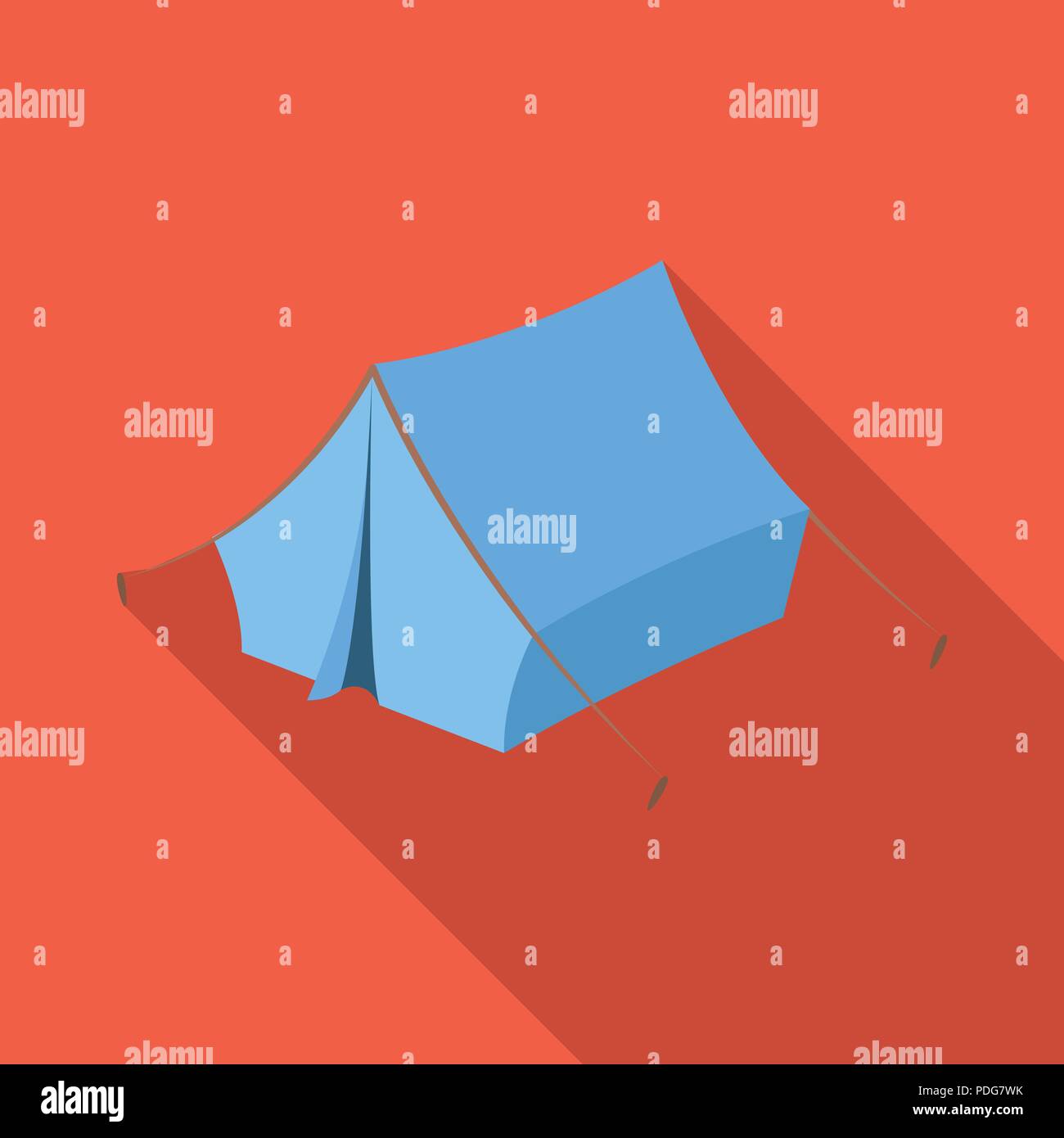 Blue tent with pegs.Hippy single icon in flat style vector symbol stock ...