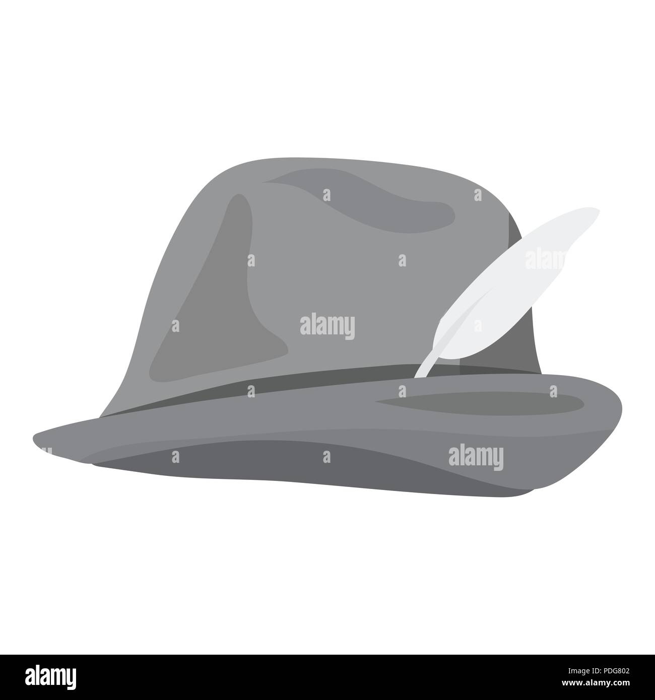 Tyrolean icon in monochrome style isolated on white background. Hunting ...