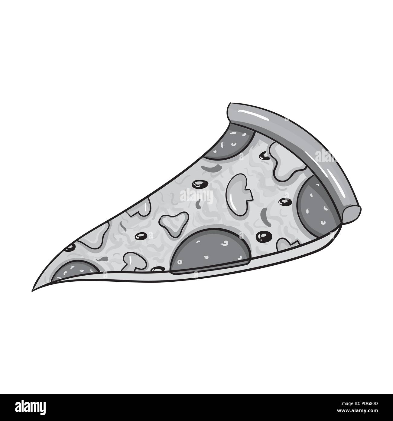 Italian pizza icon in monochrome style isolated on white background ...