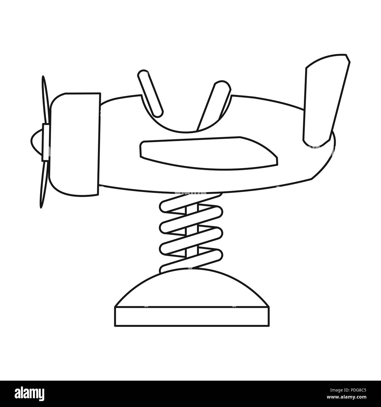 Spring plane icon in outline style isolated on white background. Play ...