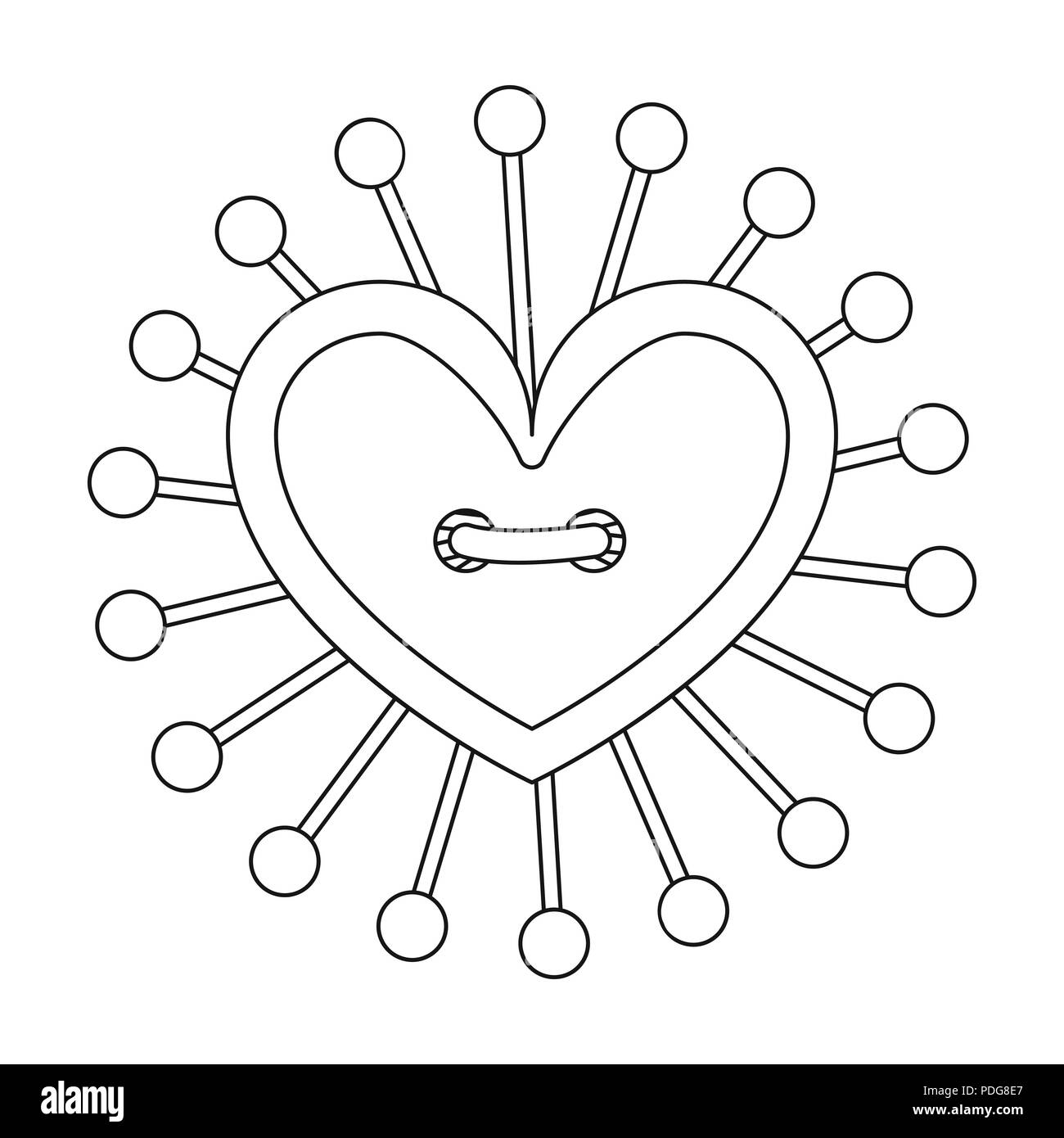 Pad with sewing pins. Sewing and equipment single icon in outline style ...