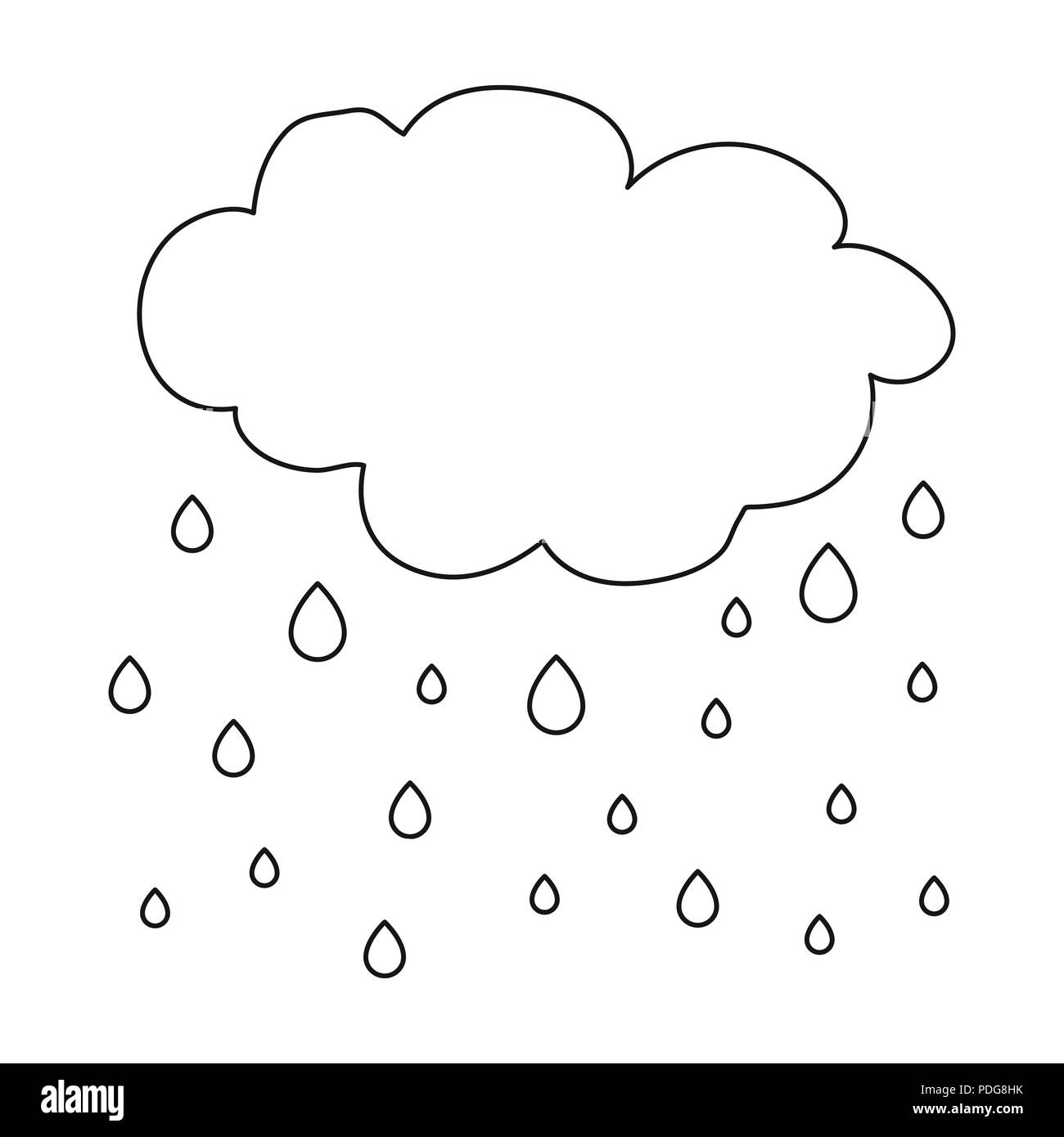 Rain icon in outline style isolated on white background. Weather symbol ...