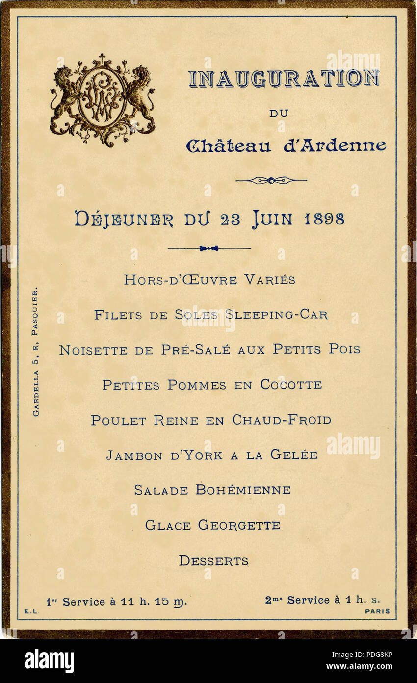 1890s menu hi-res stock photography and images - Alamy