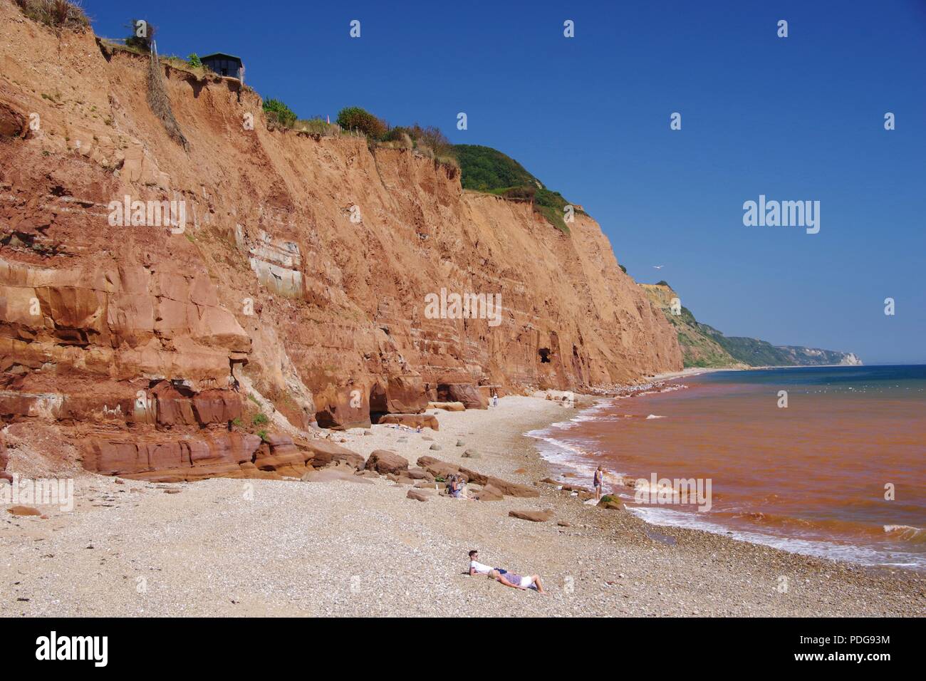 Red Sea Cliffs of Triassic Helsby Sandstone Formation, at Sidmouth ...