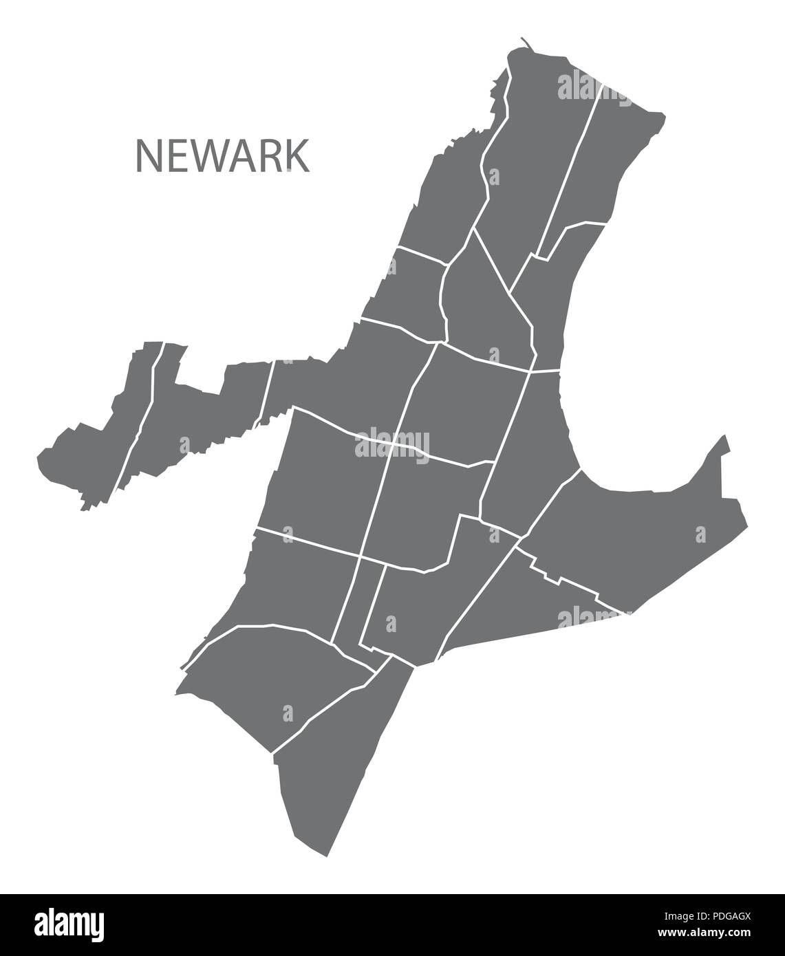Newark New Jersey city map with neighborhoods grey illustration ...