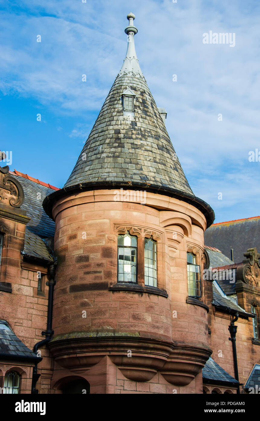 An unusual round turret style feature on a residential house in ...