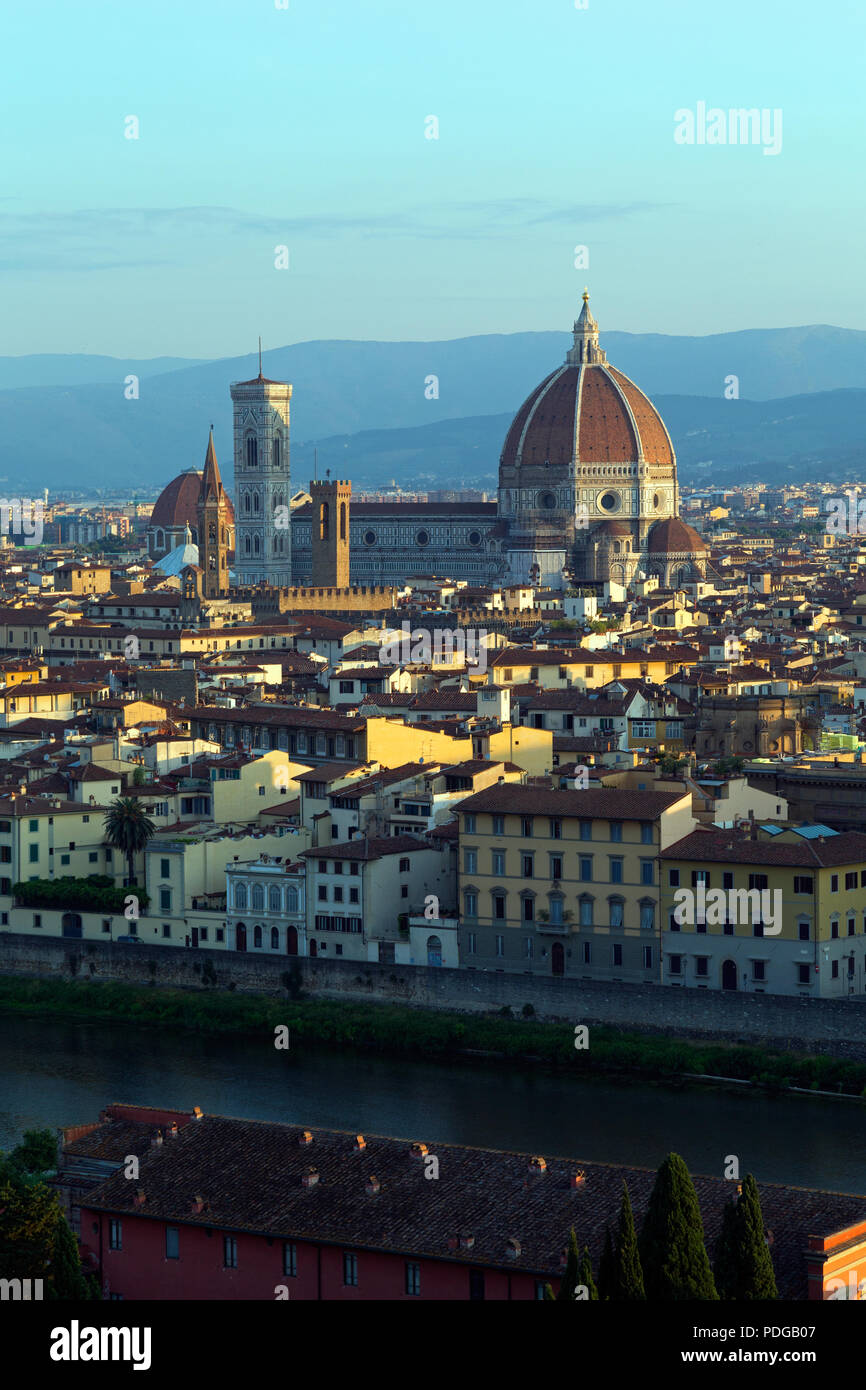 Sunrise and aerial view of the old center of Florence from Piazza ...