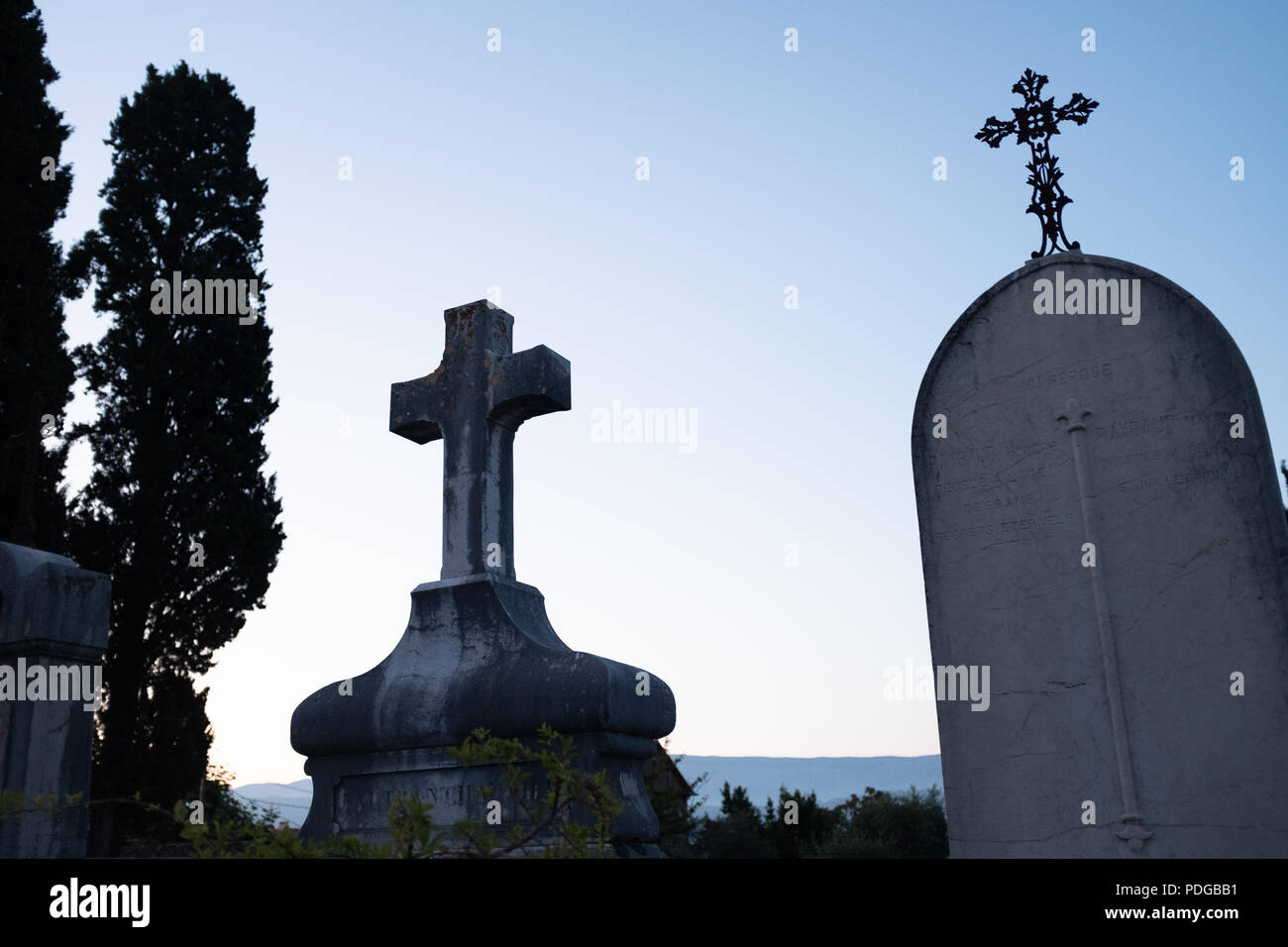 French Cemetery with Gravestones Stock Photo - Alamy
