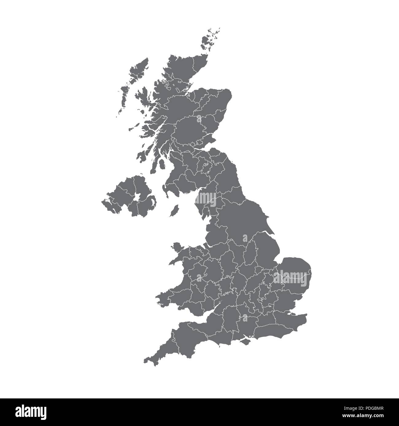 Uk regions map vector hi-res stock photography and images - Alamy