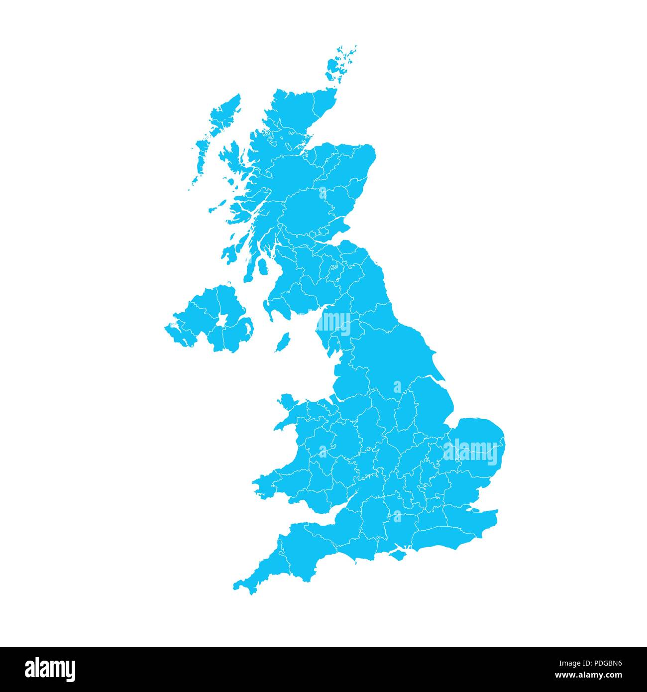 Regions of uk map vector hi-res stock photography and images - Alamy