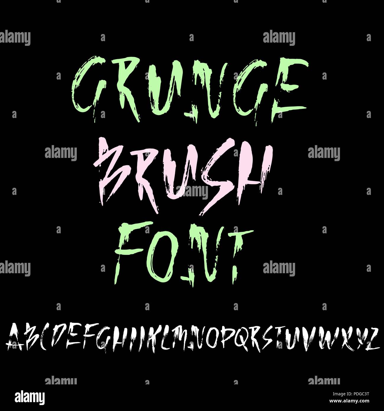 Hand drawn modern dry brush lettering. Grunge style alphabet ...