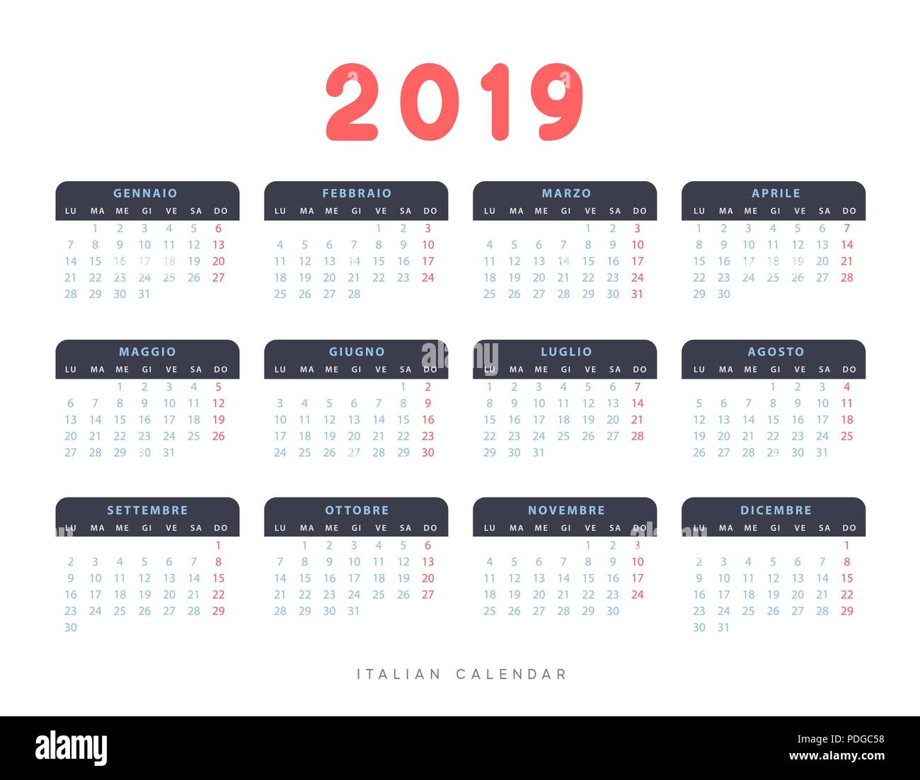 Italian calendar hi-res stock photography and images - Alamy