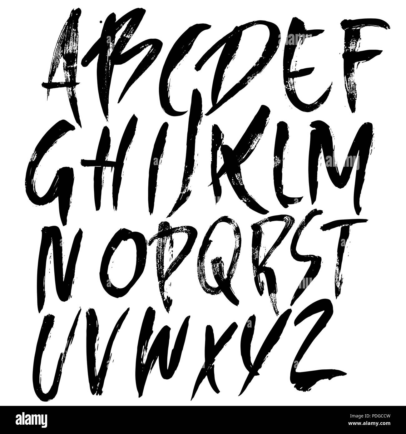 Hand drawn modern dry brush lettering. Grunge style alphabet ...
