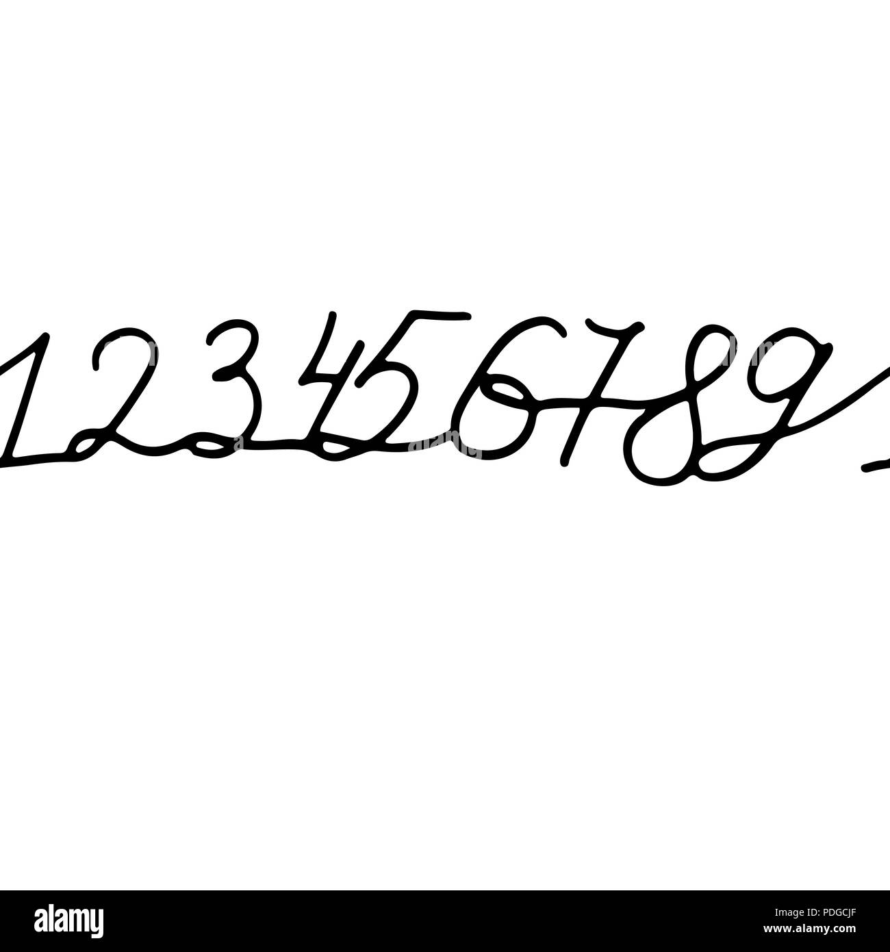 Seamless calligraphic ink numbers ornament. Vector illustration Stock ...