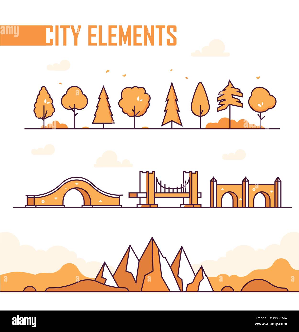 Set of city elements - modern vector isolated objects Stock Vector ...