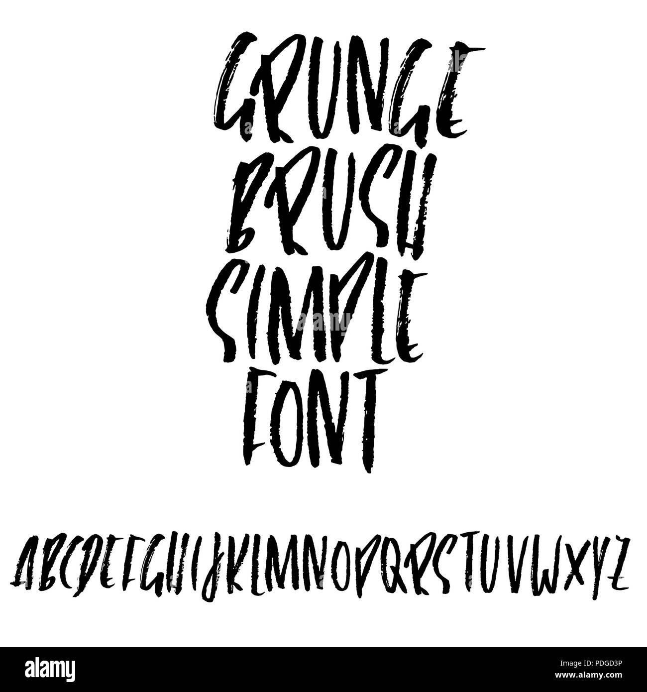 Hand drawn modern dry brush lettering. Grunge style alphabet ...