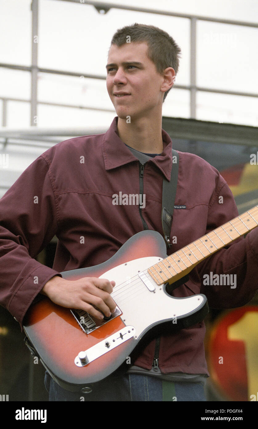 Menswear Johnny Dean BBC Radio 1 One Roadshow Blackpool lights switch ...