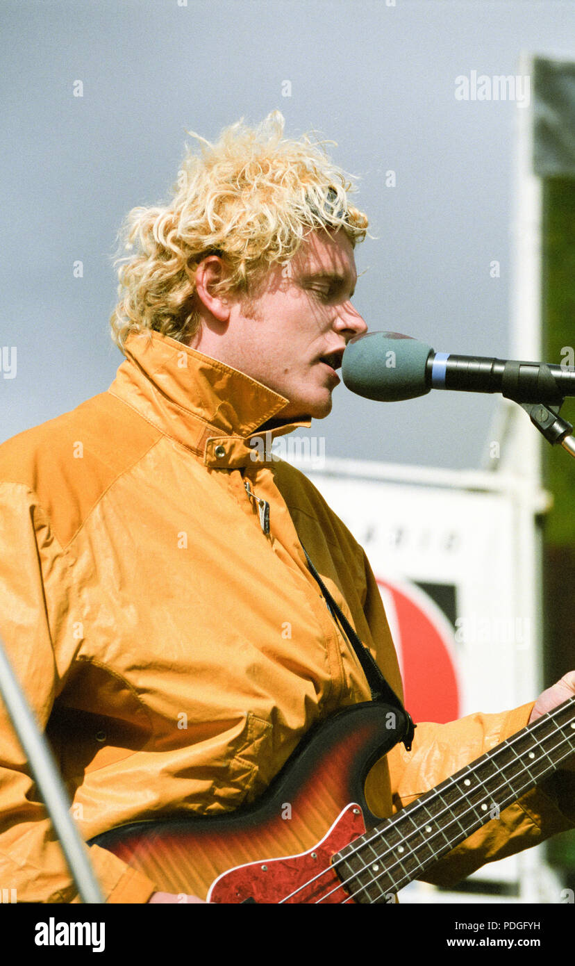 Dodgy band pop group BBC Radio 1 One Roadshow Blackpool lights switch ...