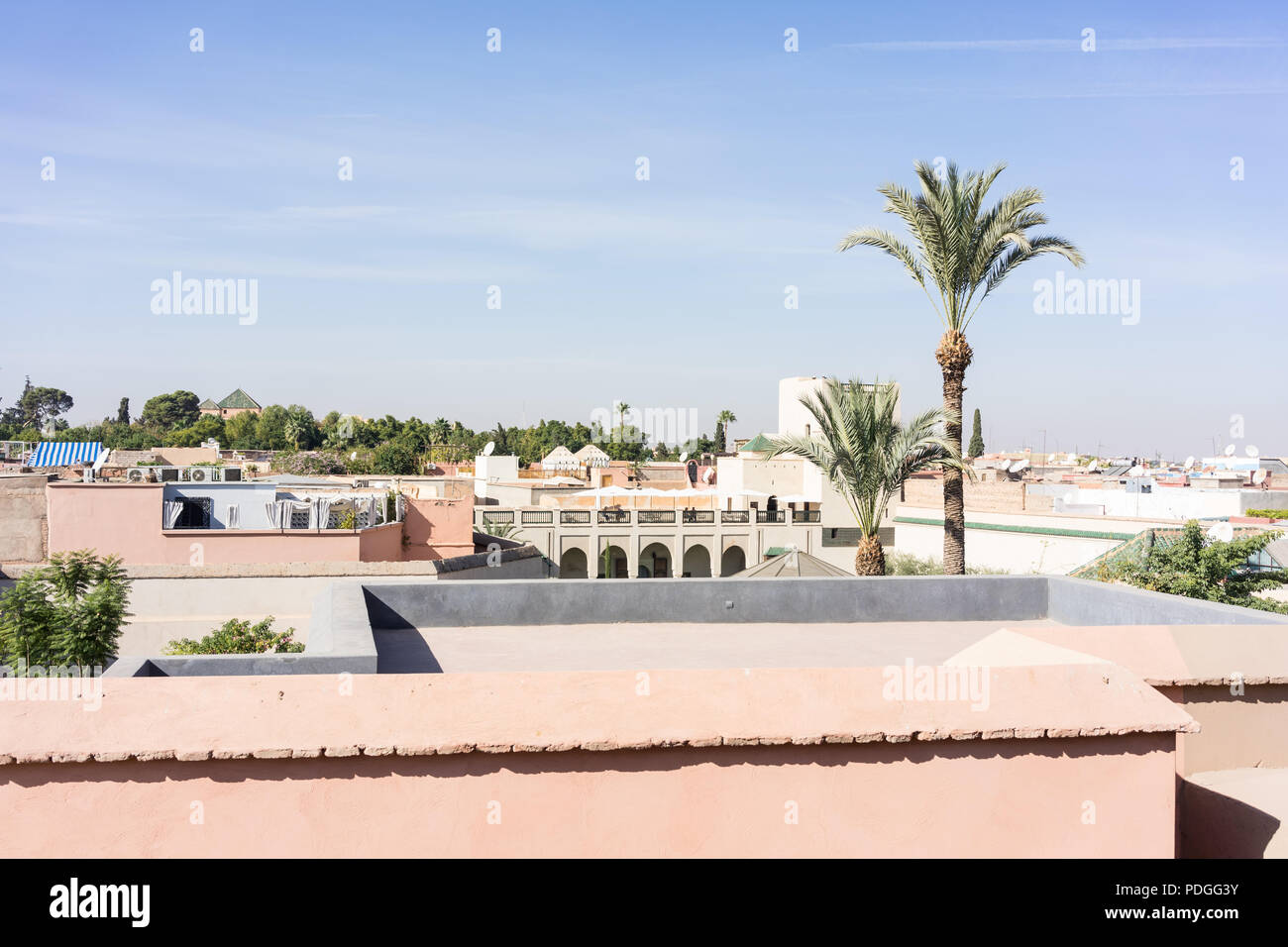marrakesh morocco rooftop view with blue sky Stock Photo - Alamy