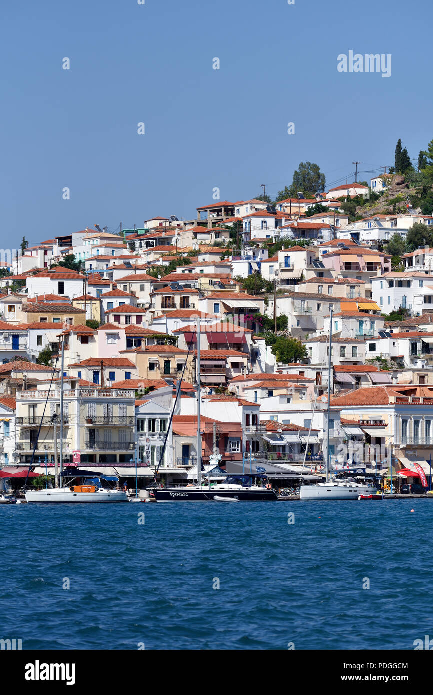 Poros town in Poros island, Greece Stock Photo - Alamy