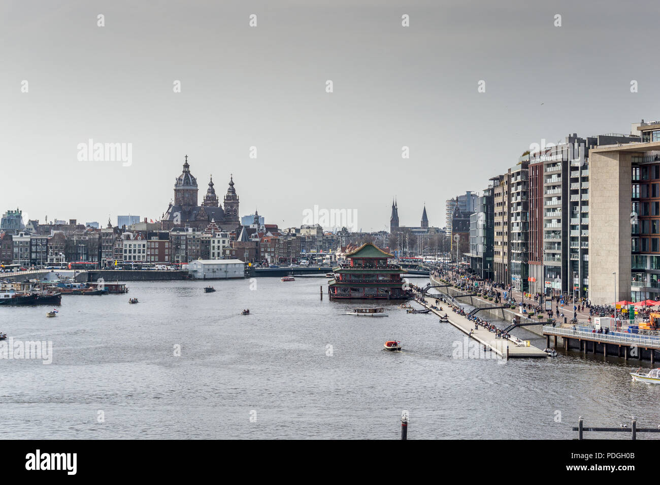 open havenfront, oosterdok , Amsterdam, Netherlands, Europe Stock Photo ...