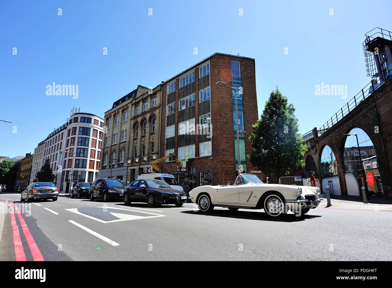 White Corvette open top, London, England, UK Stock Photo - Alamy