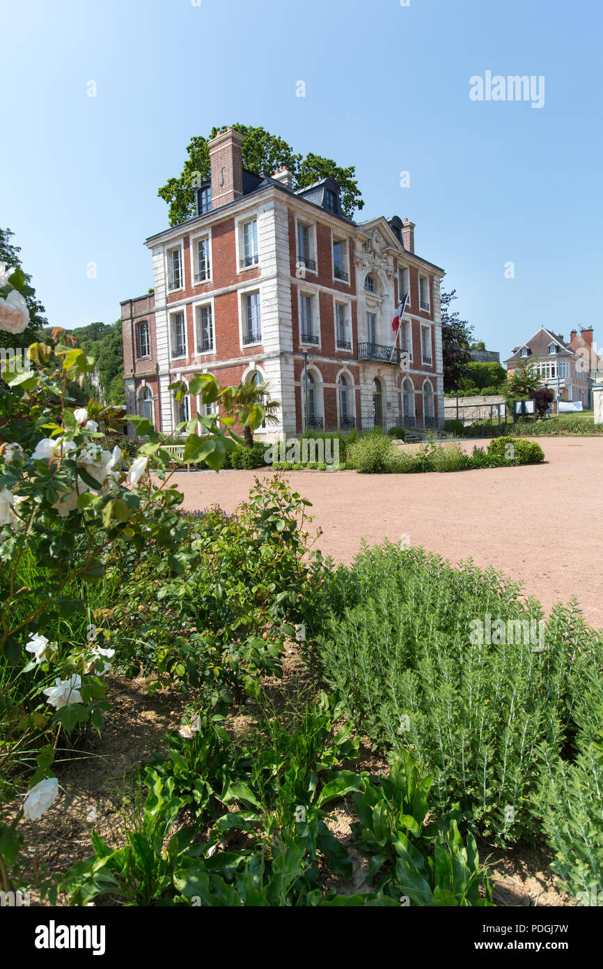 Town of Caudebec-en-Caux, France. Picturesque view of the 18th century ...